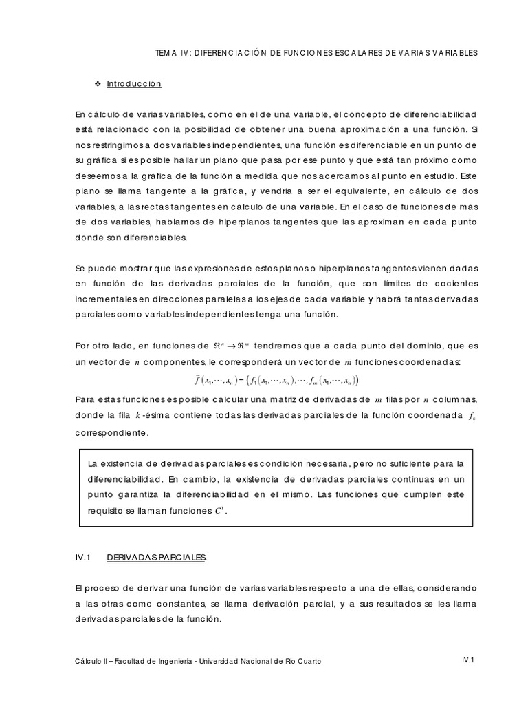 Tema 04 - Diferenciación de Funciones Escalares de Varias Variables PDF | PDF | Degradado | Derivado