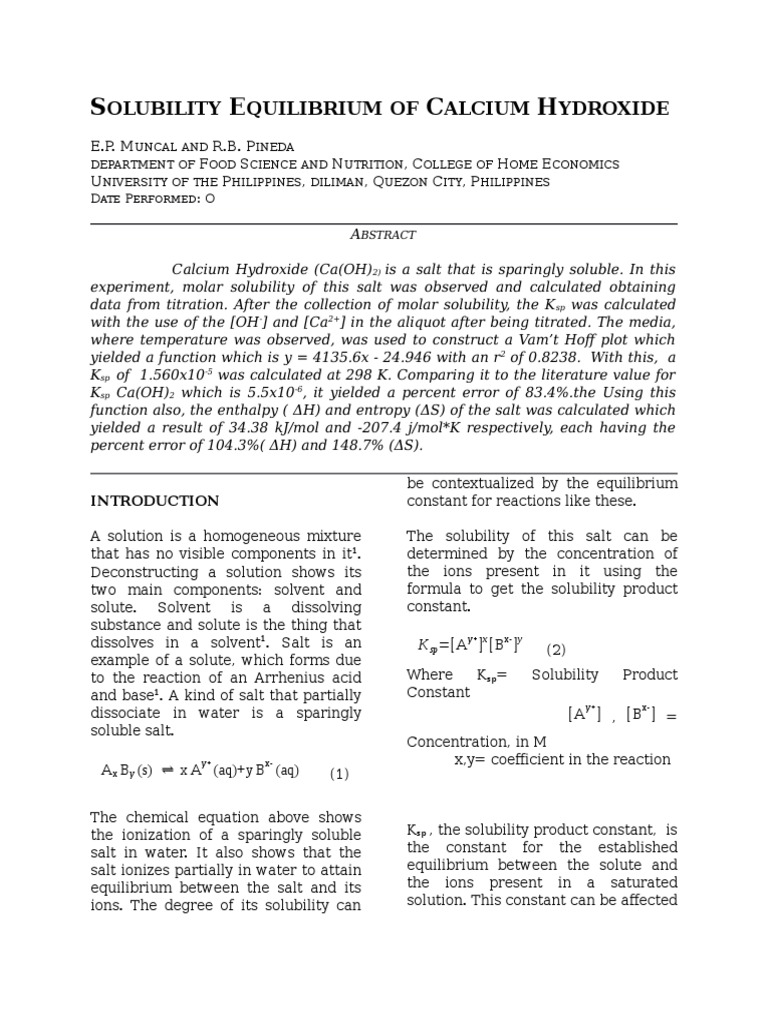 Full Formal Report Chem 17 | PDF | Solubility | Solution