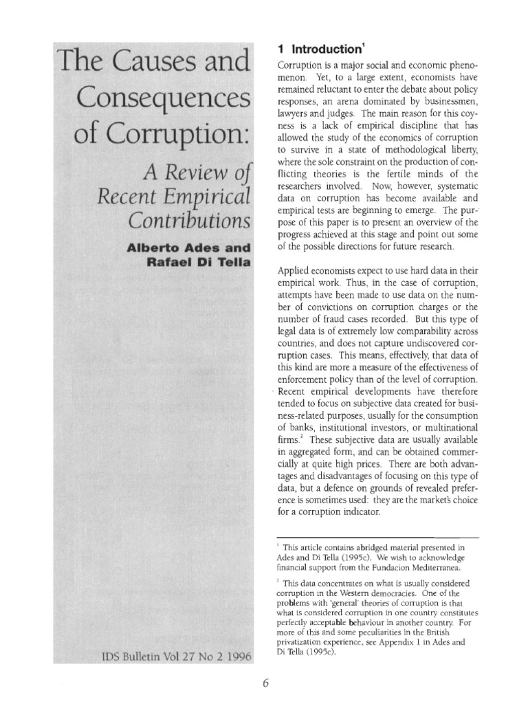Causes and Effects of Corruption Analysis | PDF | Corruption | Competition
