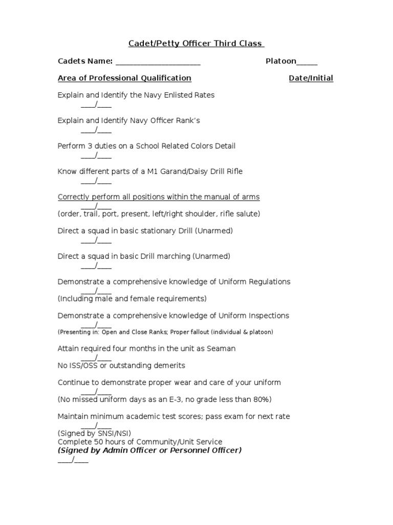 Cadet Officer Third Class Requirements | PDF | Computers