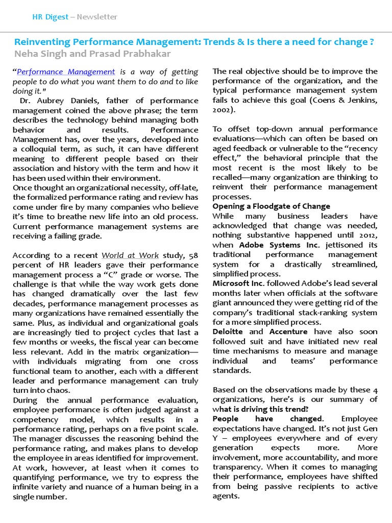 Reinventing Performance Management Insights | PDF | Performance ...