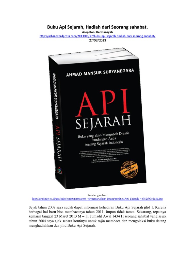 Buku API Sejarah Hadiah Dari Seorang Sahabat | PDF