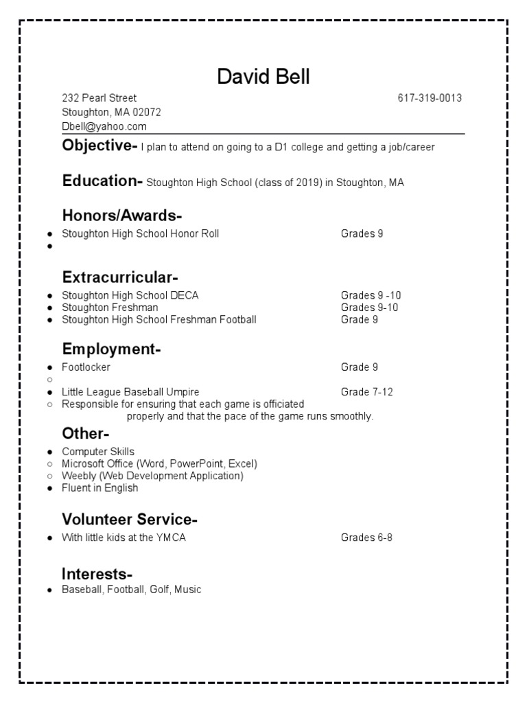 Resume David Bell | PDF | Career & Growth | Sports & Recreation