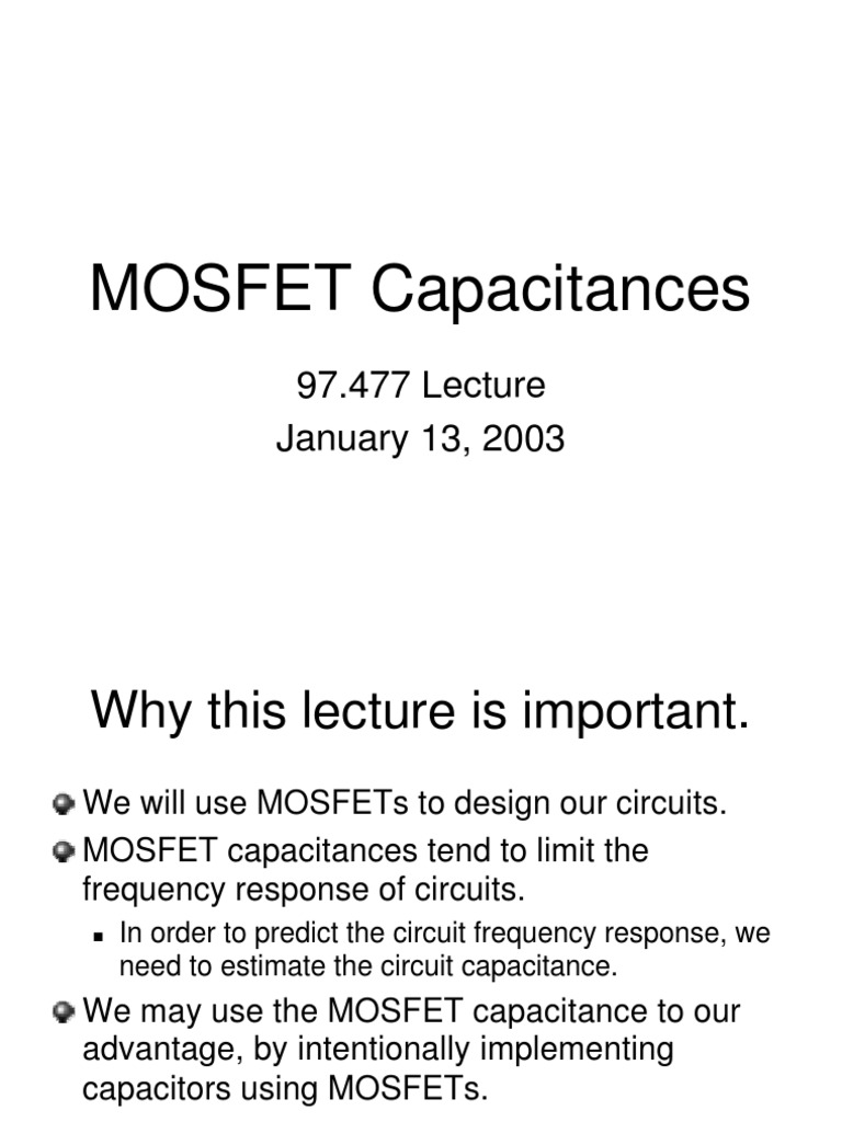 MOSFET Capacitances | PDF | Capacitor | Field Effect Transistor