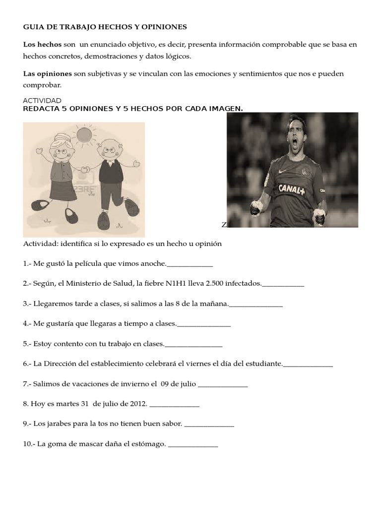 Hojas De Trabajo Sobre Hechos Y Opiniones Para Segundo Grado
