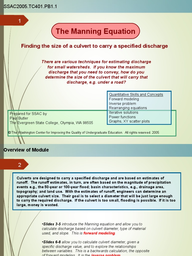 The Manning Equation | PDF | Teaching Mathematics | Science
