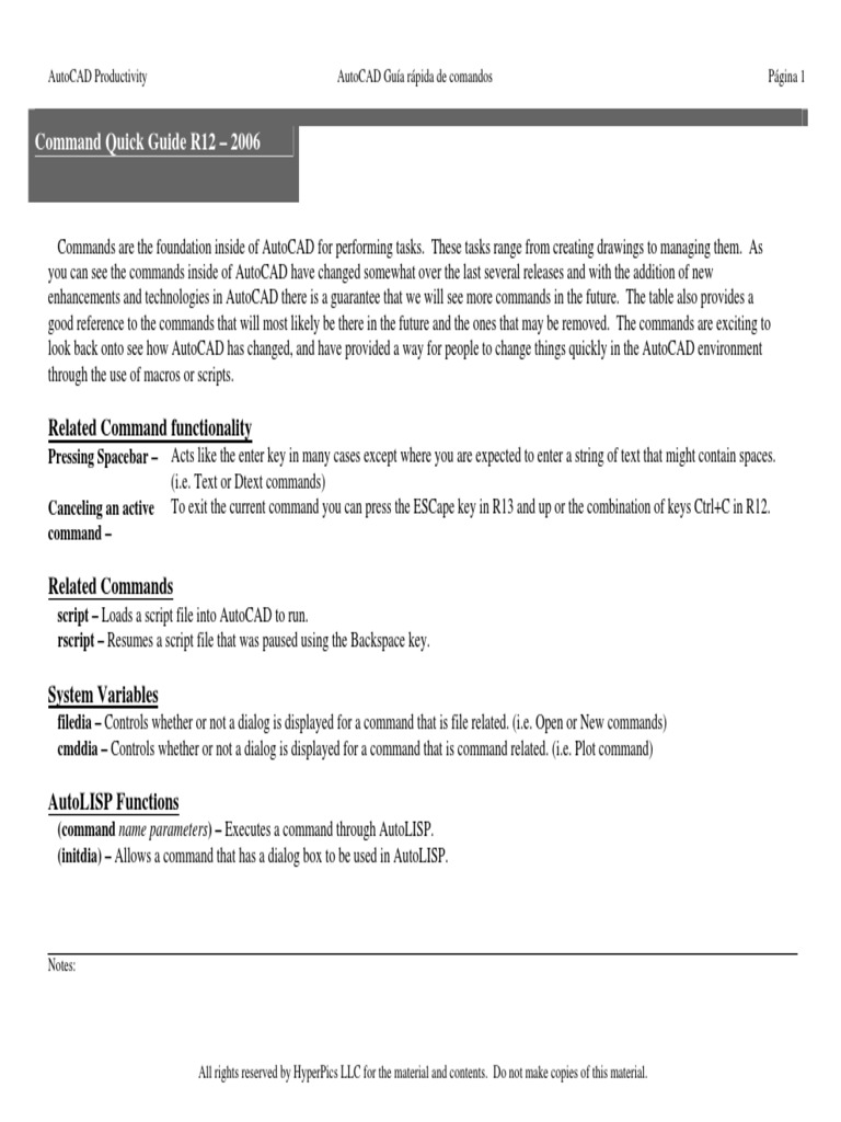 AutoCAD 2006 Commands Quick Guide | PDF | Computer Aided Design | Autodesk