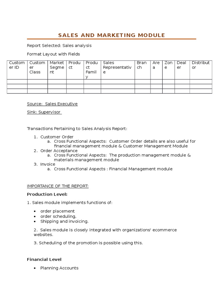 Sales and Marketing Module: Production Level | PDF | Employment ...