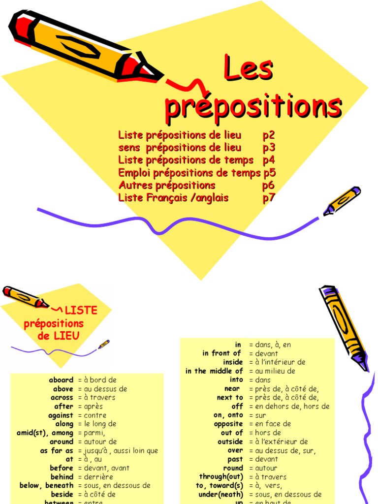 Liste des prépositions en français | PDF