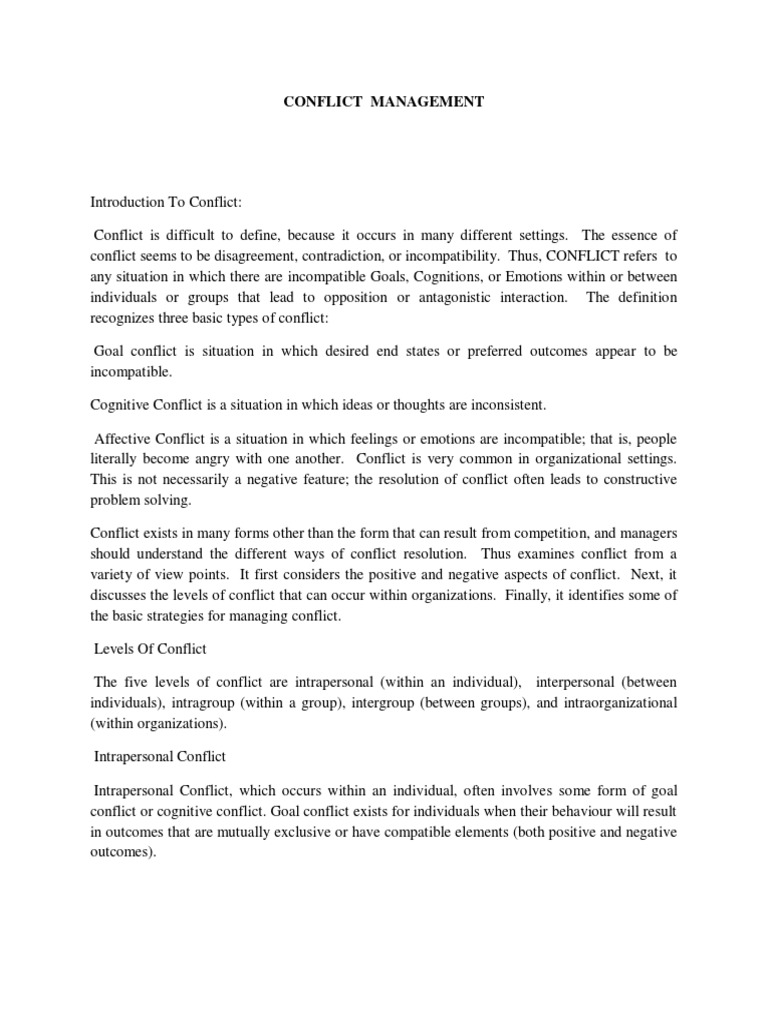 Conflict Management | PDF | Conflict (Process) | Psychological Concepts