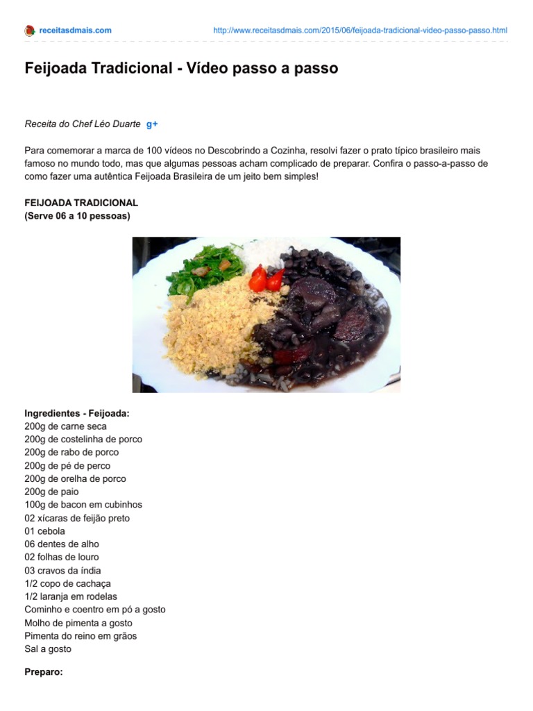 Feijoada Tradicional | PDF | Caldo | Alimentos