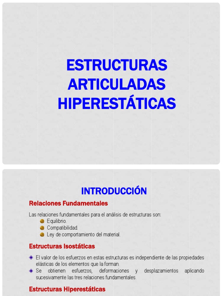 Estructuras Articuladas Hiperestaticas PDF | PDF | Ecuaciones | Elasticidad (Física)