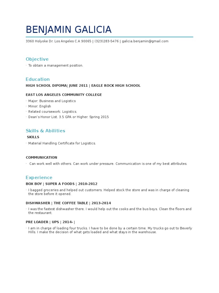 Benjamin Galicia Resume | PDF