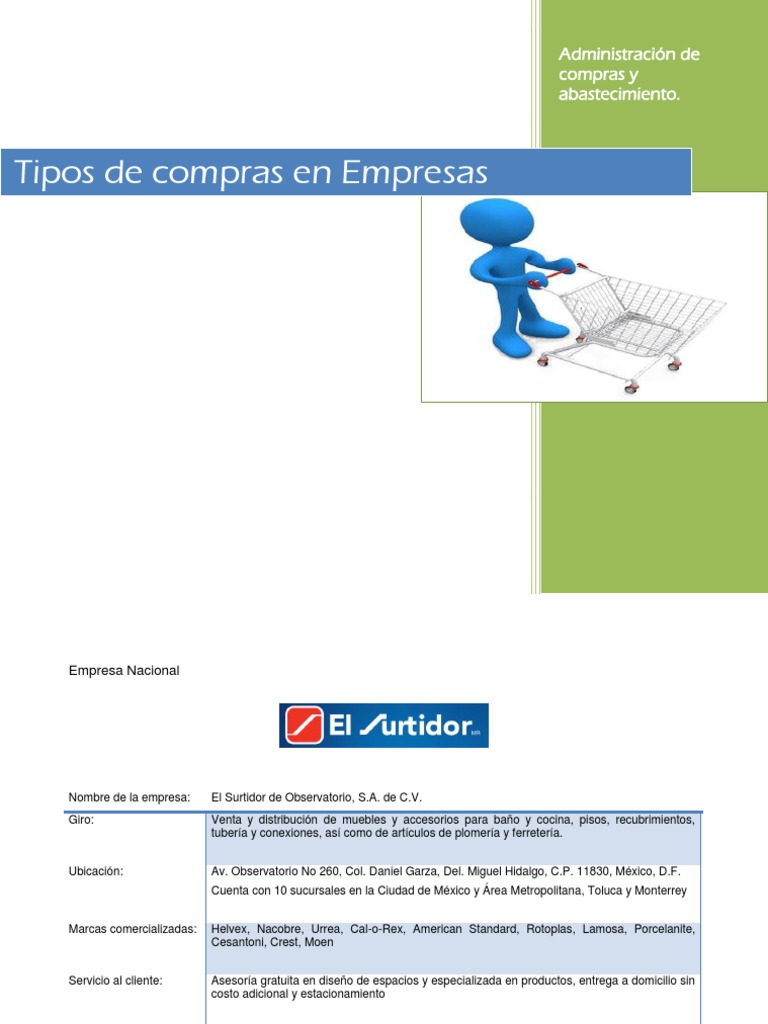 Ejemplos Tipos de Compras | PDF | Inventario | Industrias