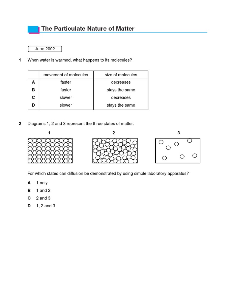 Nature Of Matter Worksheets