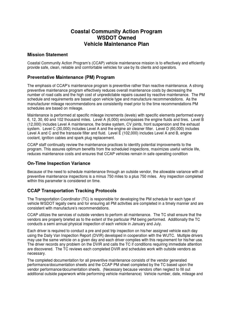 Vehicle Maintenance Plan | PDF | Vehicles | Tire
