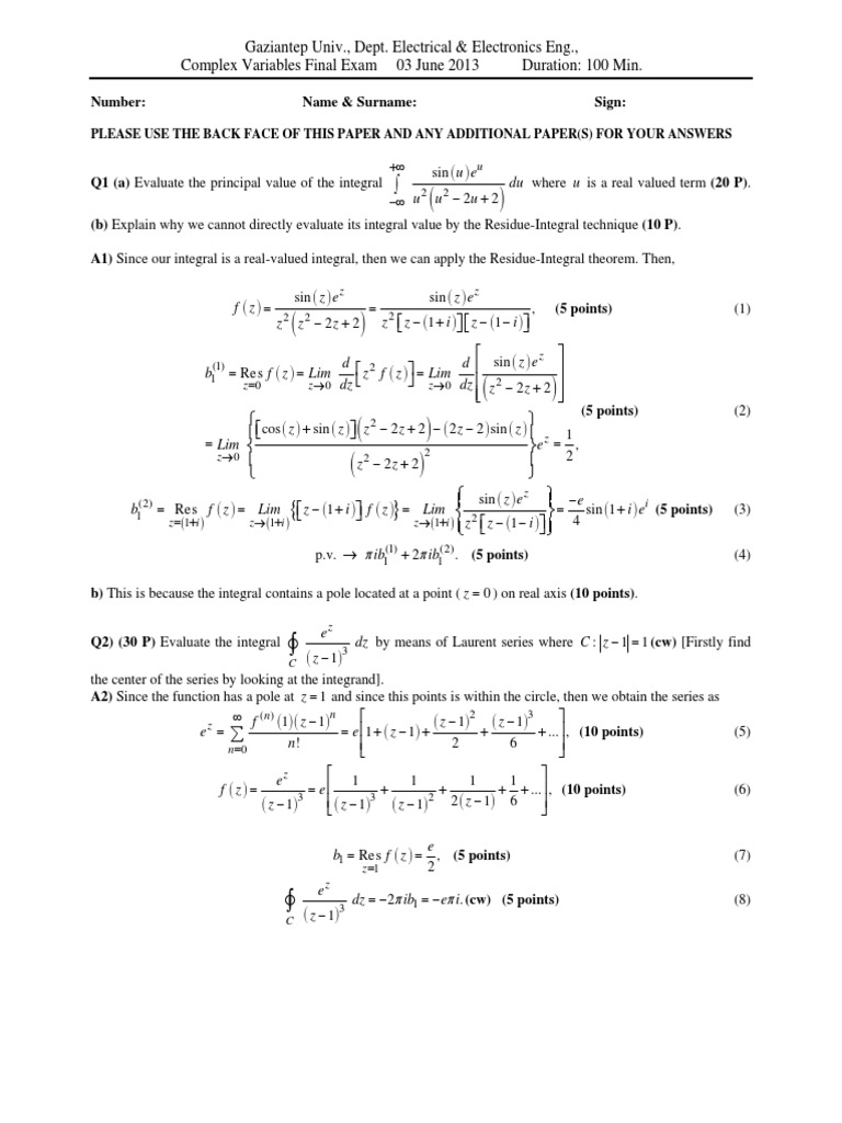 2012 2013 Final Solutions | PDF | Integral | Geometry