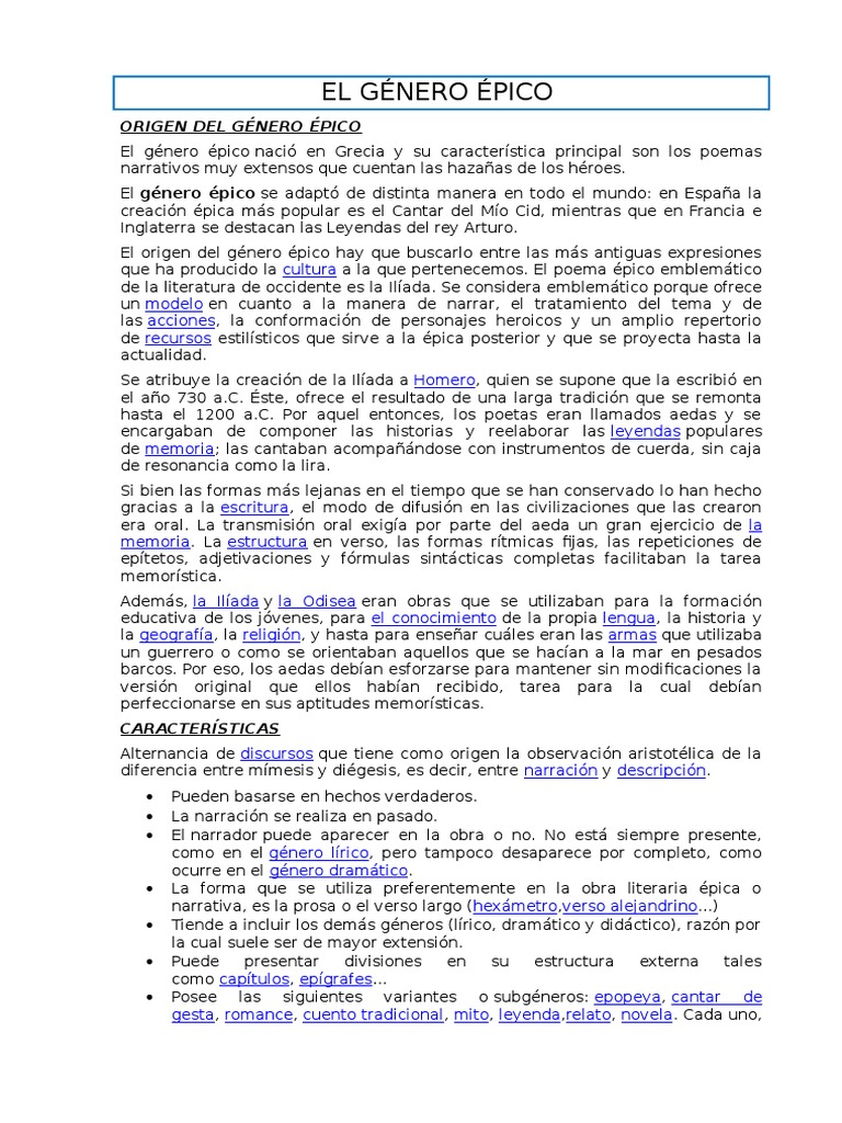 El Género Épico | Poesía épica | Poesía