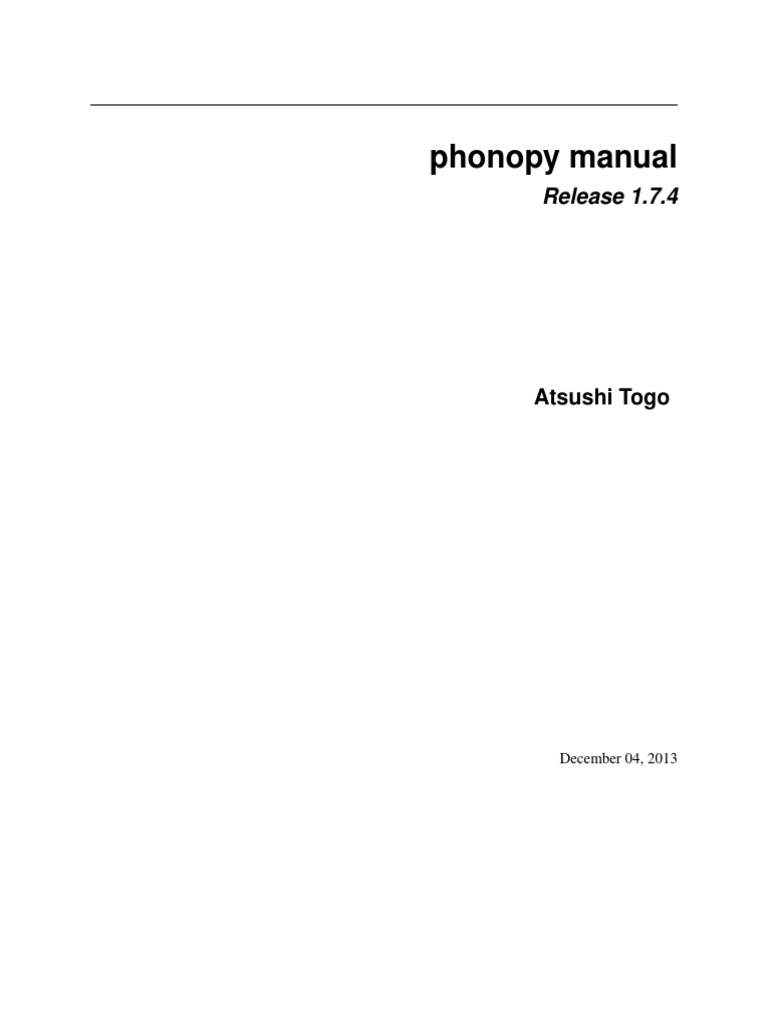 Phonopy Manual | PDF | Phonon | Crystal Structure