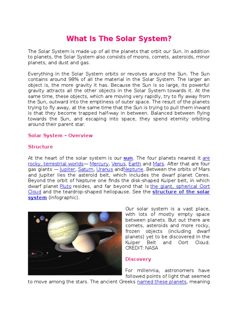 What Is The Solar System | PDF | Solar System | Comet