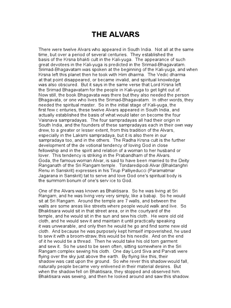 The Alvars | PDF | Bhagavata Purana | Krishna