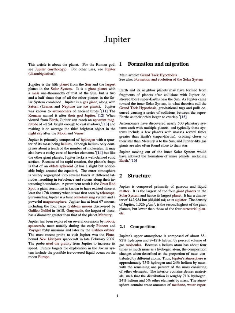 Jupiter: 1 Formation and Migration | PDF | Jupiter | Europa (Moon)