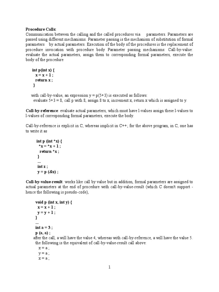 Parameter Passing Mechanisms | PDF | Parameter (Computer Programming ...