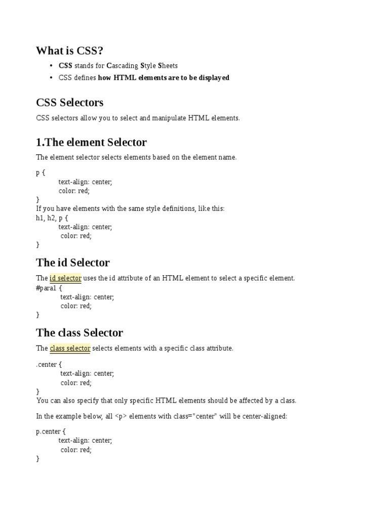 What Is Css Css Stands For Cascading Style Sheets Pdf Cascading Style Sheets Html Element
