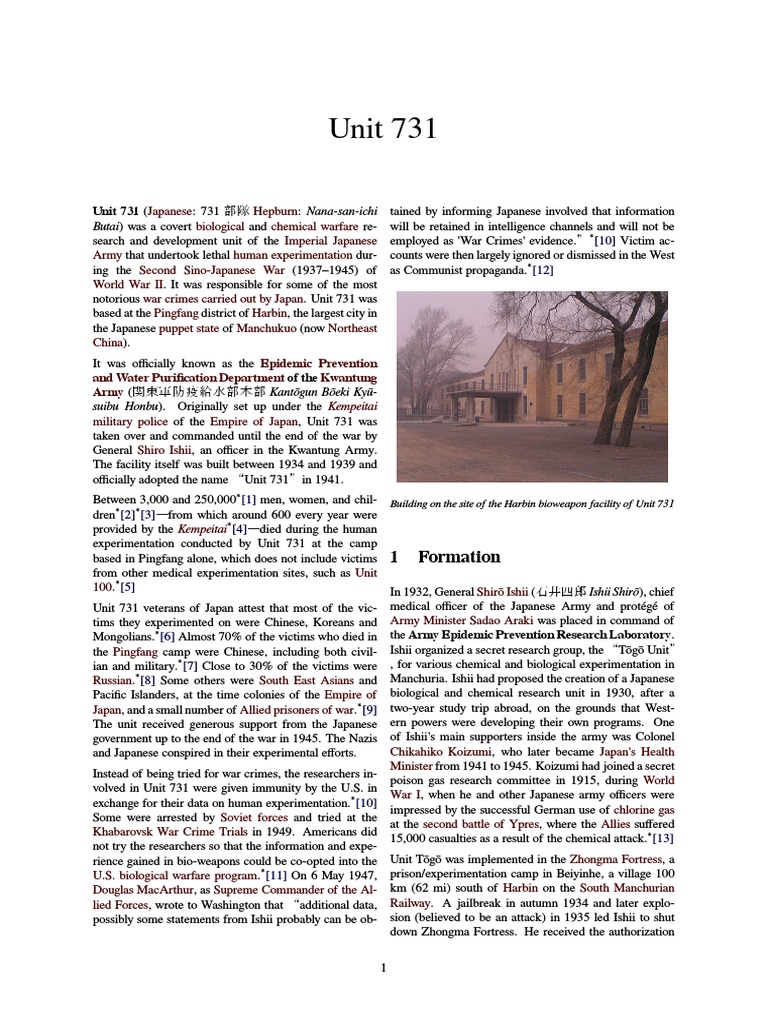 Unit 731 | PDF | Violence | Unrest