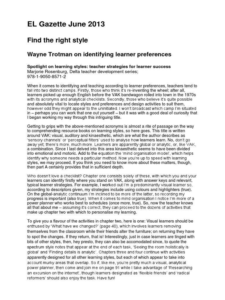 Sols Elg Review | PDF | Learning Styles | Educational Psychology