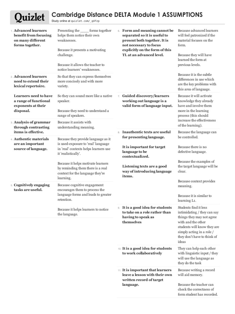 Cambridge Delta Module 1 Insights | PDF | Second Language | Learning