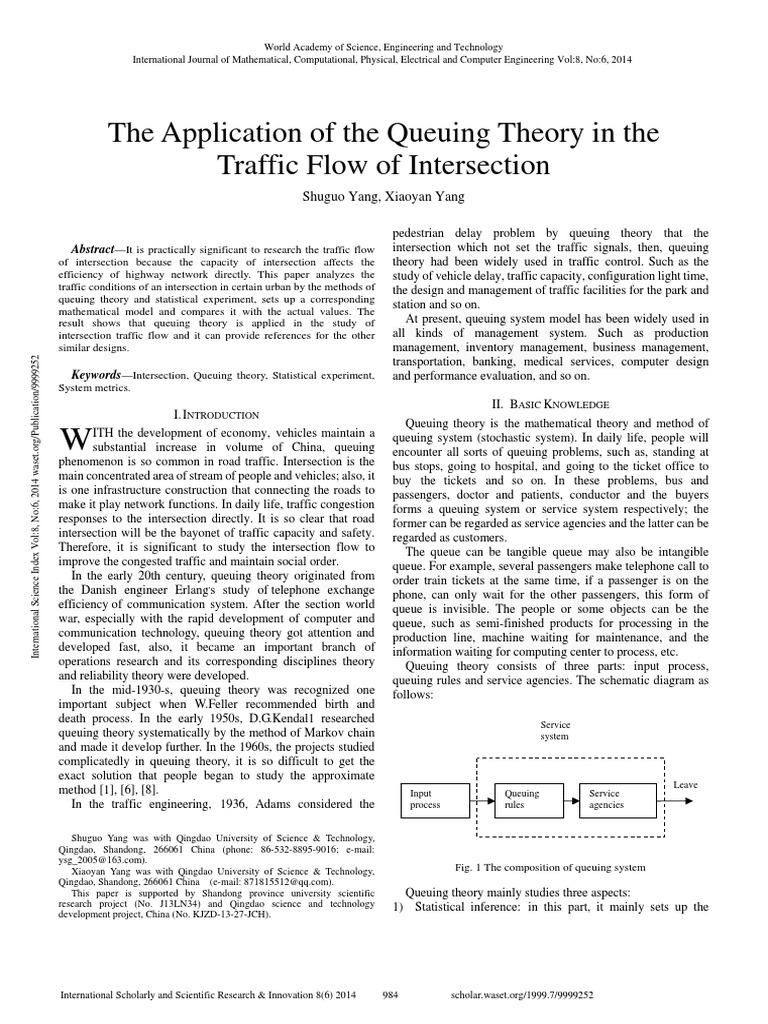 The Application of The Queuing Theory in The Traffic Flow of Intersection | PDF | Traffic ...