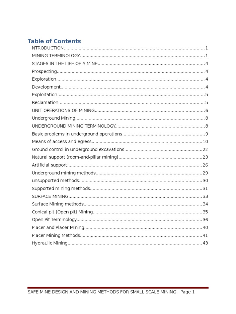 Small-Scale Mining Methods Overview | PDF | Coal Mining | Mining