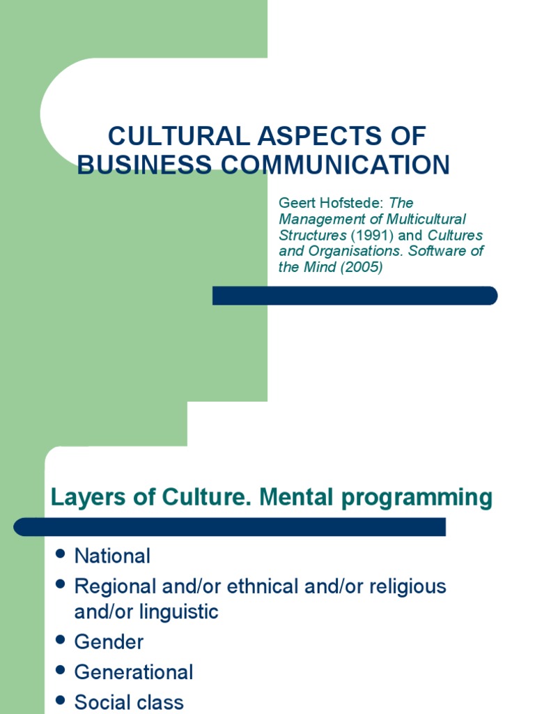 Cultural Aspects of Business Communication | PDF | Femininity ...