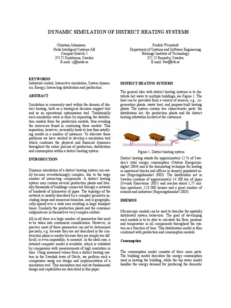 Dynamic Simulation of District Heating | PDF | Computer Simulation ...