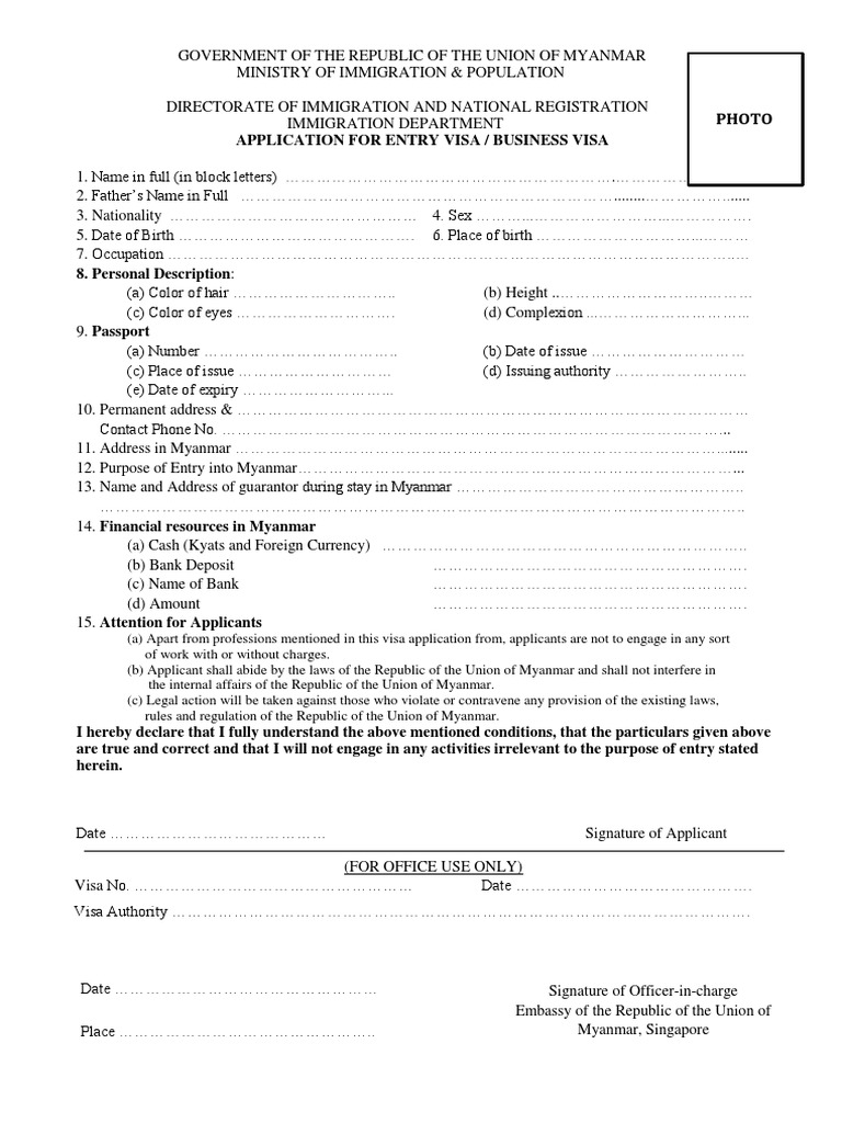 Business Visa Form | PDF | Travel Visa | Passport