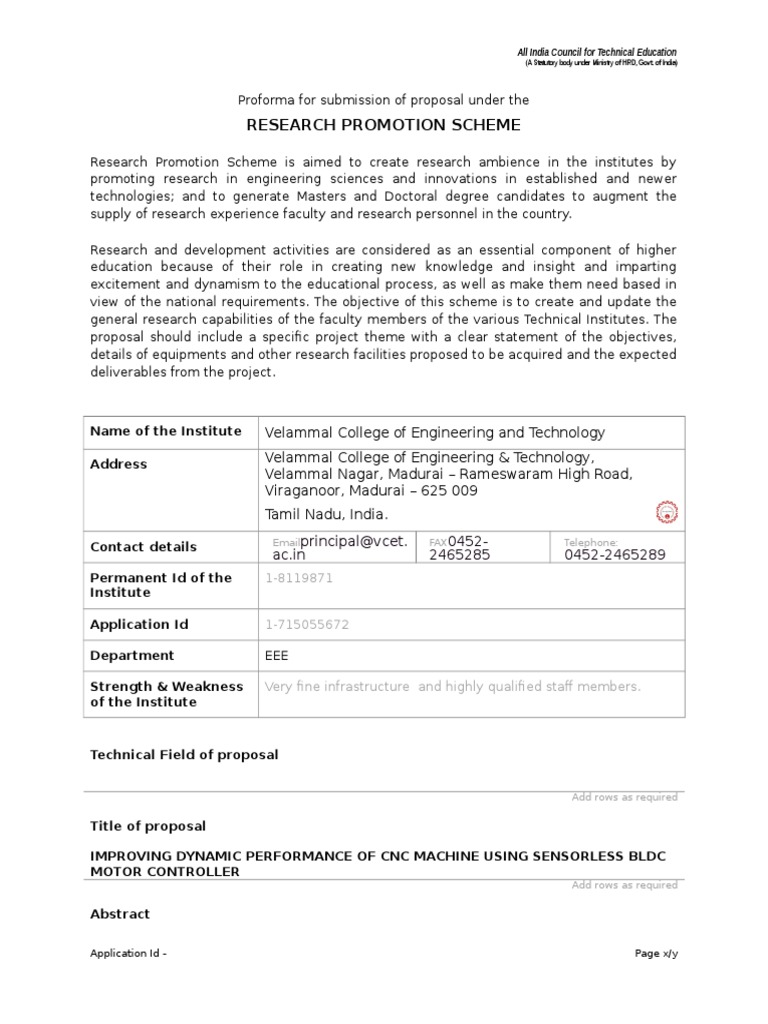 AICE Research Scheme Proposal Sensorless BLDC Motor | PDF | Electrical Engineering | Science And ...