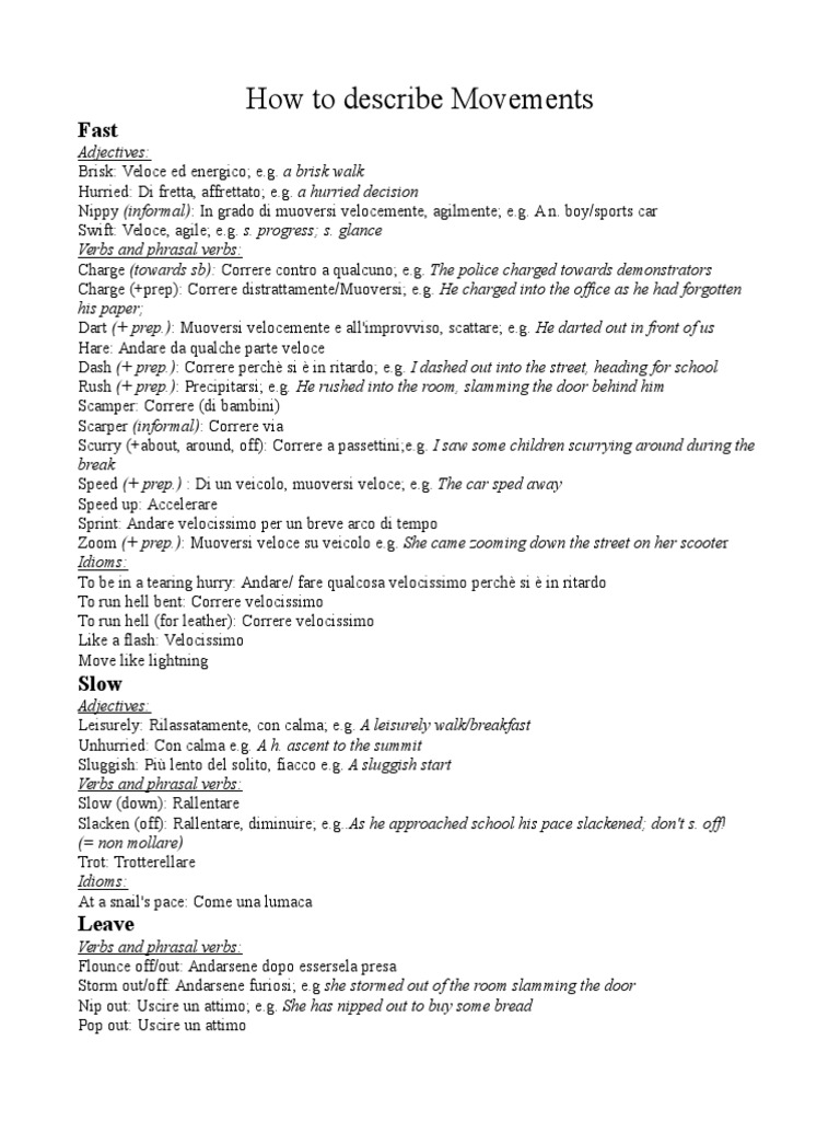How To Describe Movements: Adjectives | PDF | Syntax