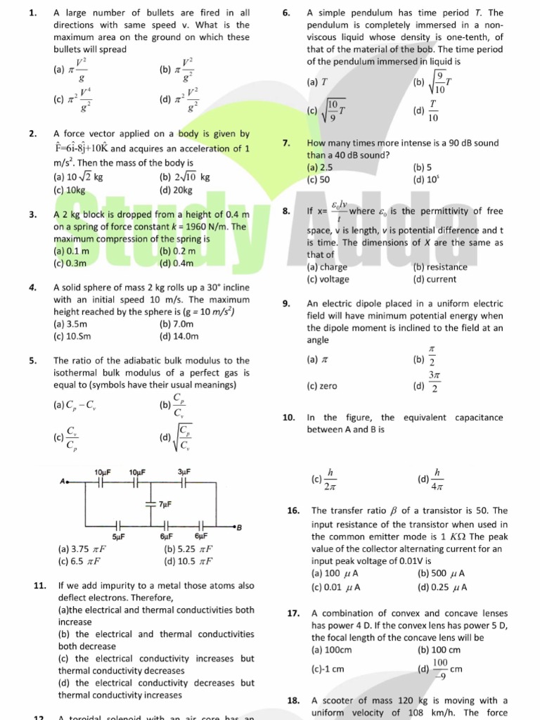 UPMT Sample Papers 7 Uttarakhand PMT Physics Solved Paper 2010 | PDF