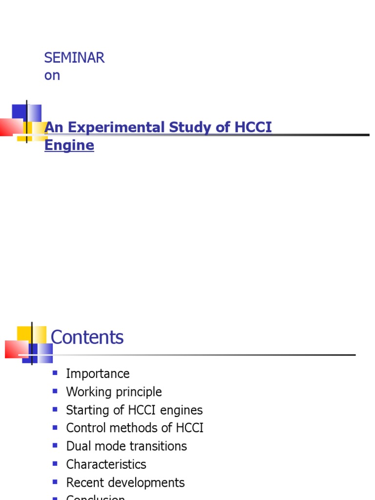 Homogeneous Charge Compression Ignition HCCI Engine-Presentation | PDF ...