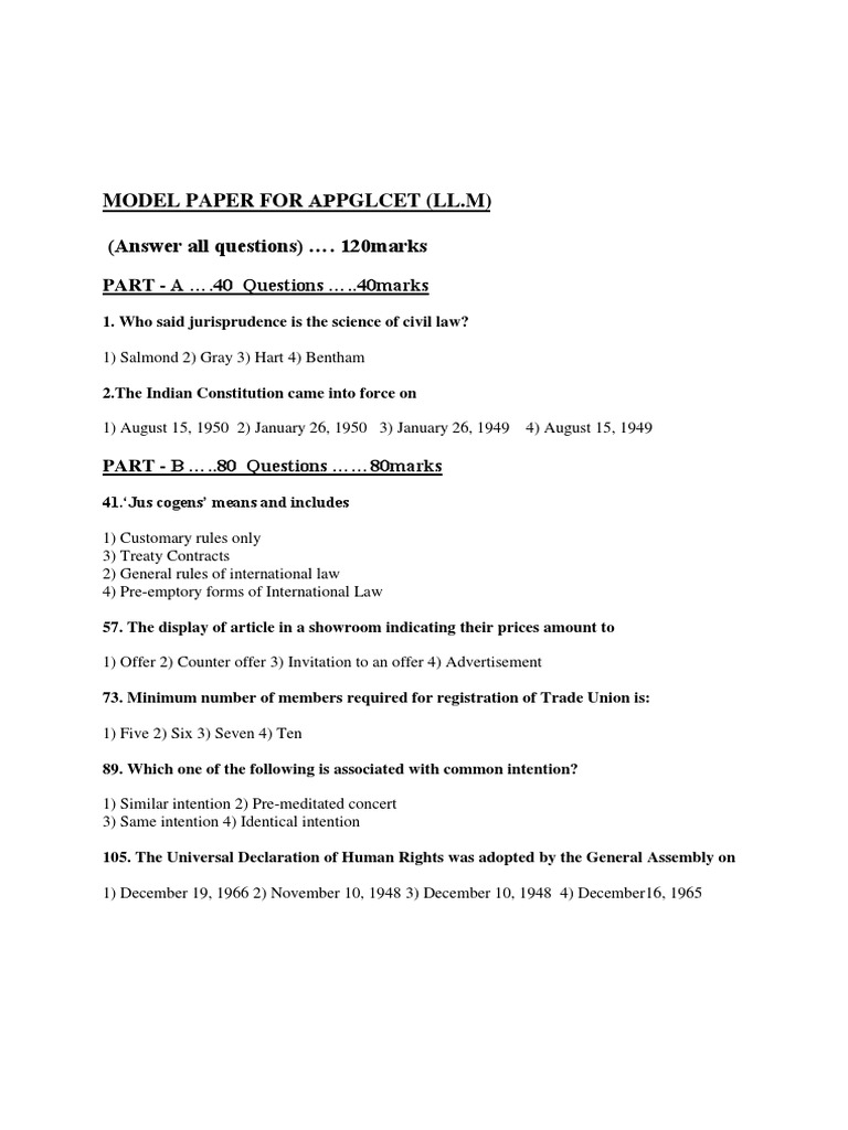 LAWCET Sample Papers-6 (Model Paper) | PDF