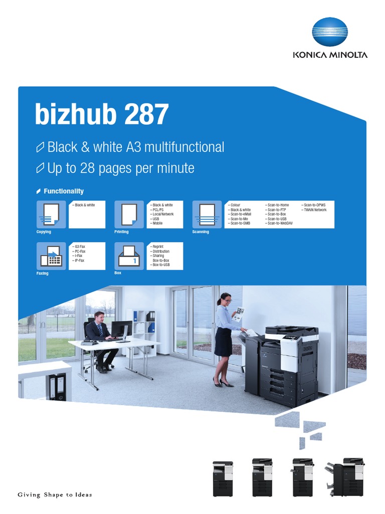 Bizhub 287: Black & White A3 Multifunctional Up To 28 Pages Per Minute ...