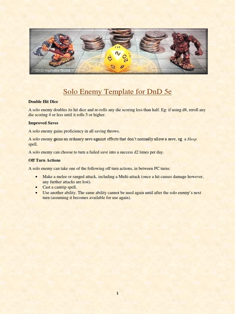 Solo Enemy Rules for DnD 5e | PDF