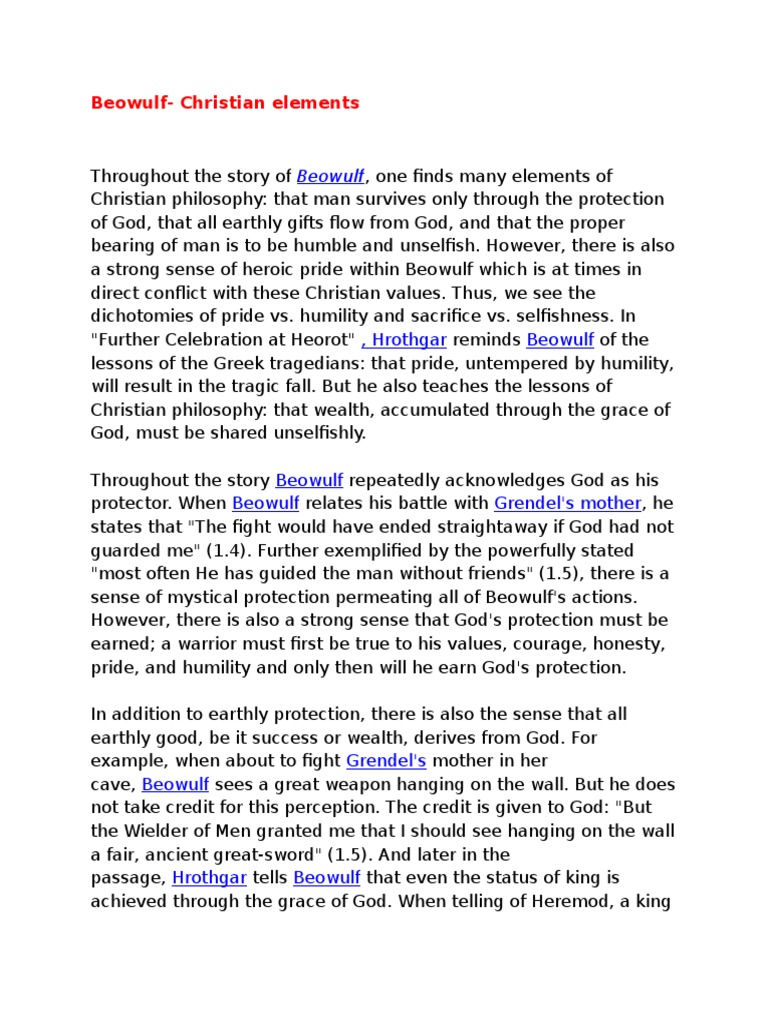 Beowulf-Christian Elements | PDF | Beowulf