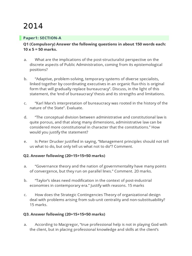 Paper1: SECTION-A: Q1 (Compulsory) Answer The Following Questions in ...