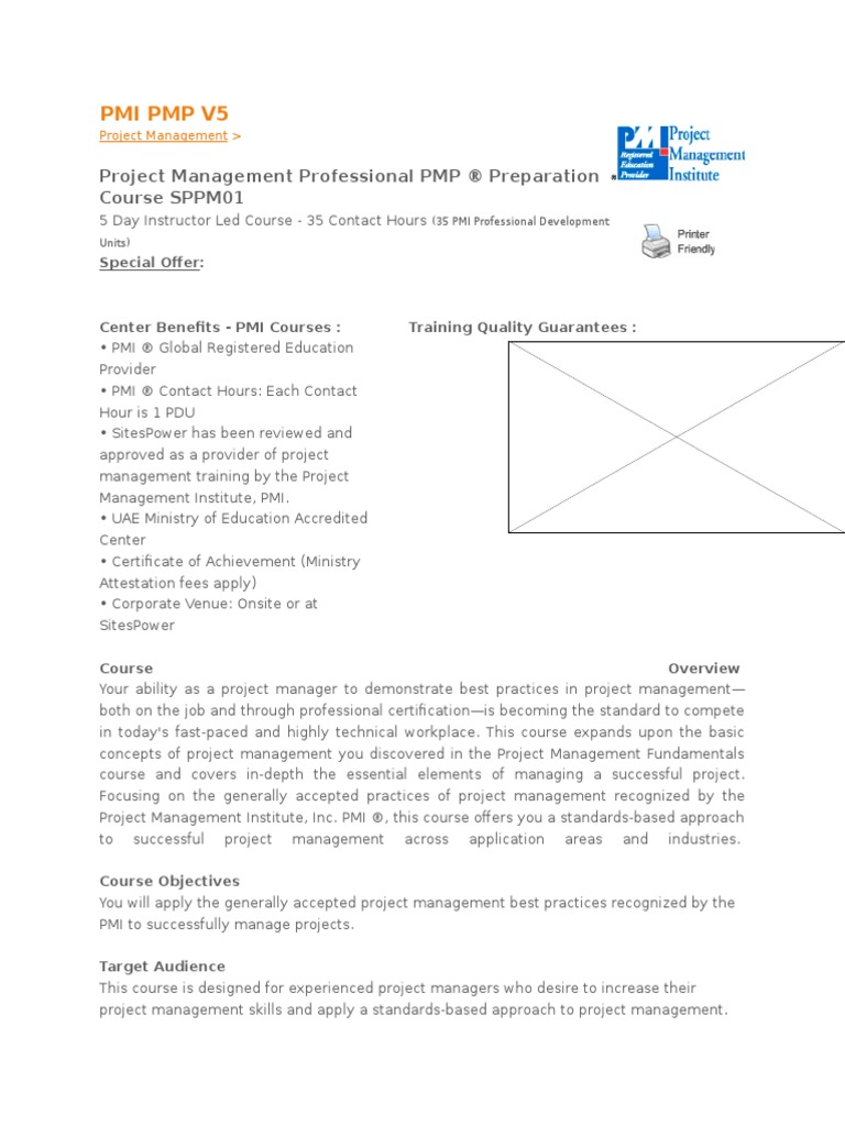 Pmi PMP V5: Project Management Professional PMP ® Preparation Course ...