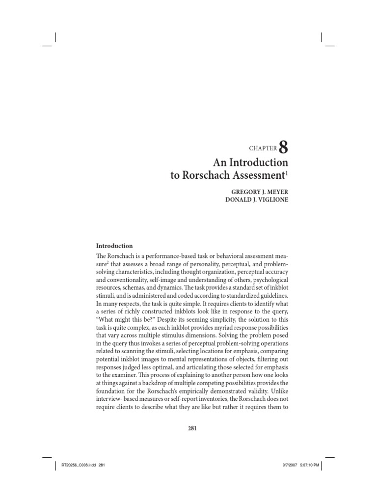 An Introduction To Rorschach Assessment | PDF | Validity (Statistics ...