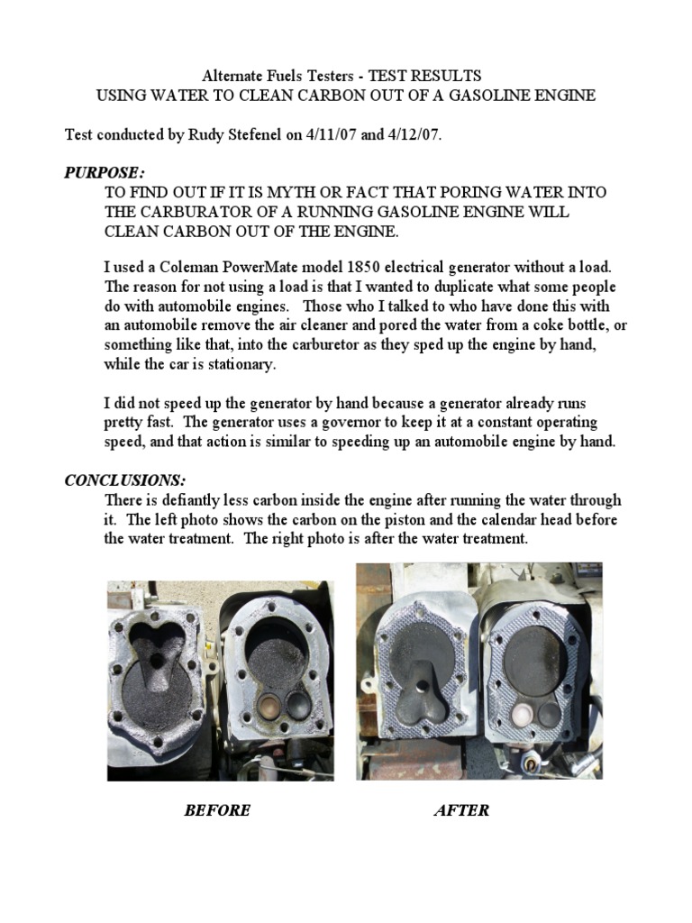 AFT Test Results - Using Water To Clean Carbon Out of Engine | PDF ...