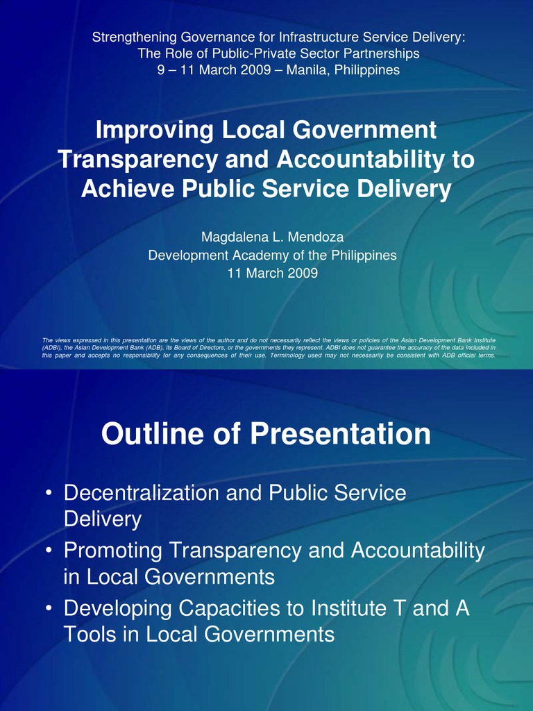2009 Local Government Transparency & Accountability | Transparency ...