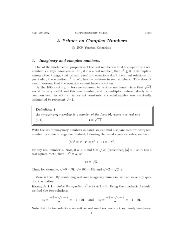 Complex Numbers - Introduction PDF | PDF | Complex Number | Sine